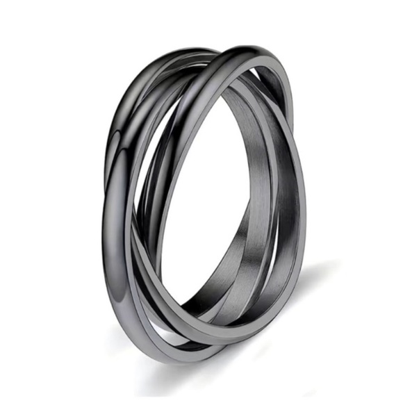 MoonFlowerBtq | Jewelry | Black Interconnected Anxiety Fidget Rings ...